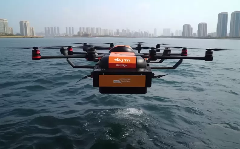 The first ever floating waste collector drone in the UAE
